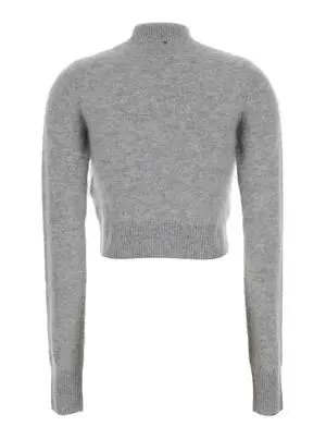 Sportmax Gubbio' Grey Cropped Sweater With High Neck In Cashmere - Multicolor