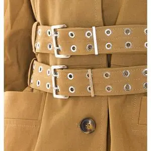 GANNI Trench Coat In Double Cotton - Brown