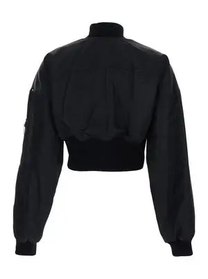 Sportmax Crop Jacket Crop Jacket With Bomber Collar And Pocket On Sleeve In Black Tech Fabric For - Multicolor