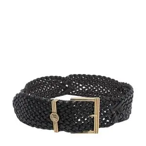 Etro Woven Leather Belt With Coin Buckle - Black