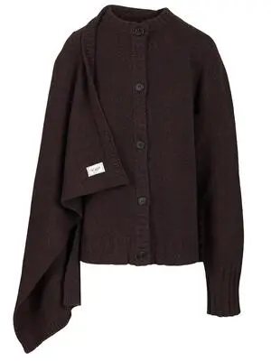 Attico Cardigan With Draped Details - Brown