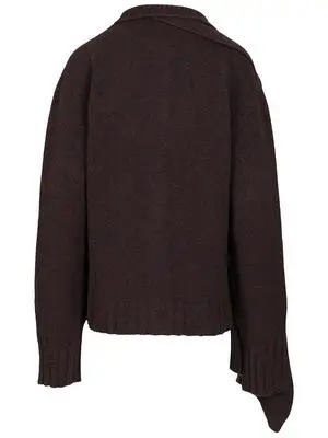 Attico Cardigan With Draped Details - Brown