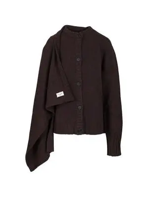 Attico Cardigan With Draped Details - Brown
