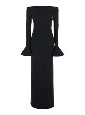 Solace London Solace London Women Long Dress 'Anica' With Square Neckline And Flared Cuffs In Black Fabric For Women Black