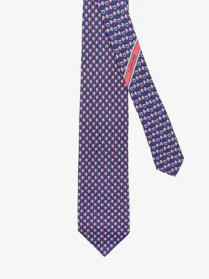 FERRAGAMO Cyrus Silk Tie With Shark Print - Multicolor
