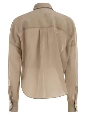 Brunello Cucinelli Cotton Sheer Tie-front Shirt