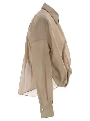 Brunello Cucinelli Cotton Sheer Tie-front Shirt