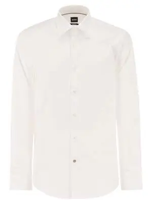 BOSS Regular Fit Shirt In Easy-iron Cotton Poplin - White