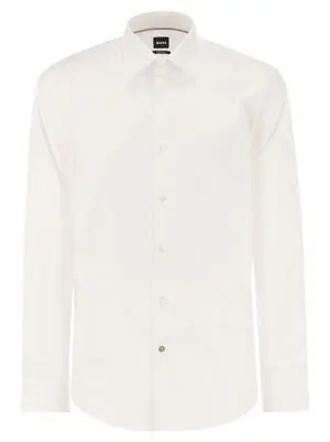 BOSS Regular Fit Shirt In Easy-iron Cotton Poplin - White
