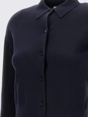 Max Mara Virgin Wool Polo Cardigan - Blue