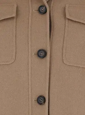 Max Mara S 'simona' Beige Jacket With Notched Revers And Two Patch Pockets On The Front In Wool For - Multicolor