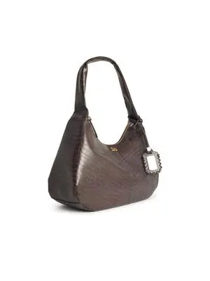 GANNI Bou Croco Xxl Recycled Leather Blend Bag - Brown