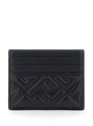 Fendi Card Holder With Ff Motif In Leather For - Black