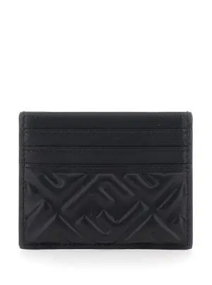 Fendi Card Holder With Ff Motif In Leather For - Black