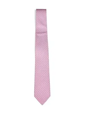 FERRAGAMO Pink Gancini Silk Twill Cerchio Tie - Multicolor