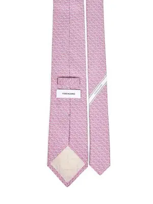 FERRAGAMO Pink Gancini Silk Twill Cerchio Tie