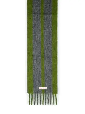 Marni Grey Mohair Blend Scarf With Fringes - Gray