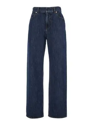 Fendi Blue Five-pocket Jeans With Logo Patch On The Back In Denim For - Multicolor