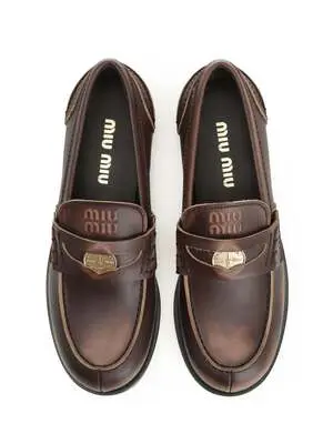 Miu Miu Vintage Effect Leather Moccasins