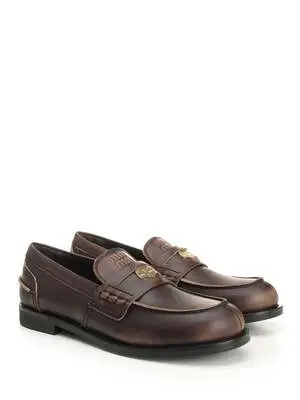Miu Miu Vintage Effect Leather Moccasins