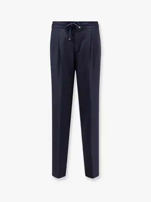 Brunello Cucinelli Virgin Wool Trousers With Adjustable Drawstring - Multicolor