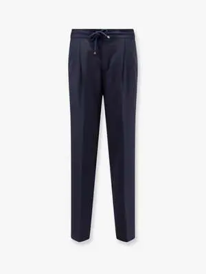 Brunello Cucinelli Brunello Cucinelli Men Virgin Wool Trousers With Adjustable Drawstring Multicolor
