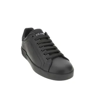 Dolce & Gabbana Portofino Leather Sneakers - Black