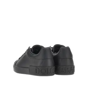 Dolce & Gabbana Portofino Leather Sneakers - Black