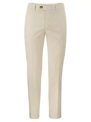 Brunello Cucinelli Italian Fit Cotton Gabardine Trousers - Cream