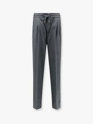 Brunello Cucinelli Virgin Wool Trousers With Adjustable Drawstring - Multicolor