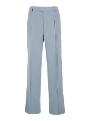 Bottega Veneta Light Blue Tailored Pants In Silk Blend - Multicolor