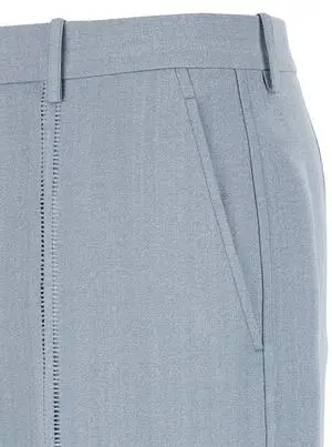 Bottega Veneta Light Blue Tailored Pants In Silk Blend