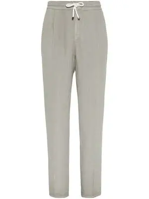 Brunello Cucinelli Tapered Trousers With Drawstring - Brown