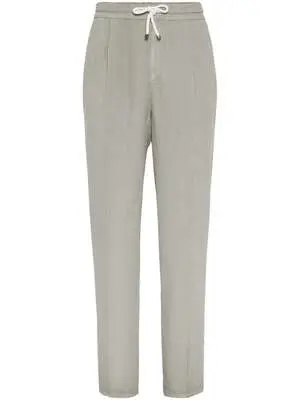 Brunello Cucinelli Tapered Trousers With Drawstring - Brown