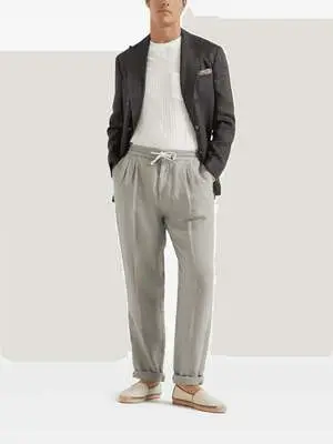 Brunello Cucinelli Tapered Trousers With Drawstring - Brown