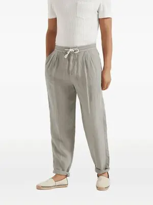 Brunello Cucinelli Tapered Trousers With Drawstring - Brown