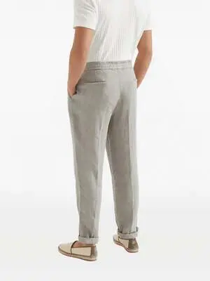 Brunello Cucinelli Tapered Trousers With Drawstring - Brown