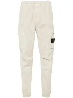 Stone Island Cargo Pants In Organic Cotton - White
