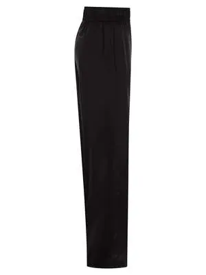 Brunello Cucinelli Stretch Silk Satin Track Trousers - Black