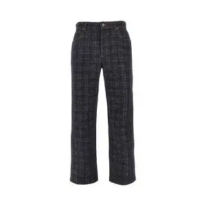 Burberry Check Denim Loose Fit Jeans - Blue