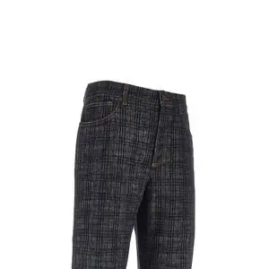 Burberry Check Denim Loose Fit Jeans - Blue