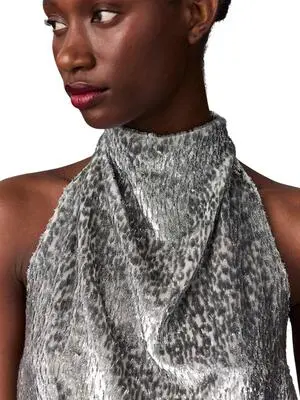 Stella McCartney Metallic Velvet Halterneck Top - Silver