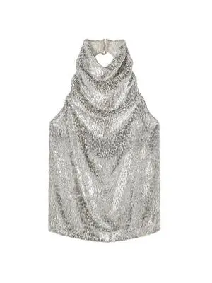 Stella McCartney Metallic Halterneck Top - Silver