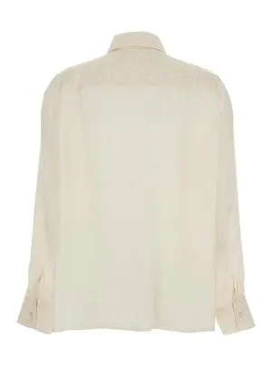 Fendi Shirt With Pointed Collar And Ff Motif In White Silk For