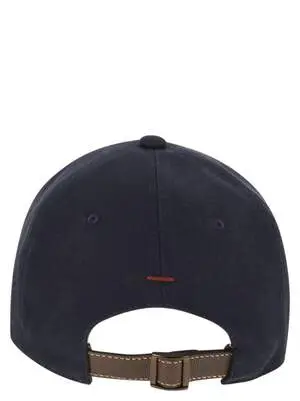 Brunello Cucinelli Baseball Cap In Garment-dyed Twisted Cotton Gabardine With Embroidered Logo - Blue