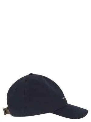 Brunello Cucinelli Baseball Cap In Garment-dyed Twisted Cotton Gabardine With Embroidered Logo - Blue