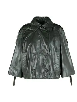 Max Mara Tenace' Grey Leather Jacket - Gray