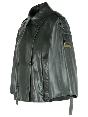 Max Mara Tenace' Grey Leather Jacket