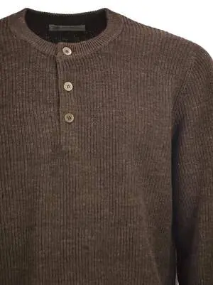 Brunello Cucinelli Cotton And Linen Half-ribbed Crew Neck Jumper