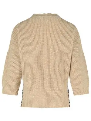 Marni Virgin Wool Mending Embroidered Sweater - Cream